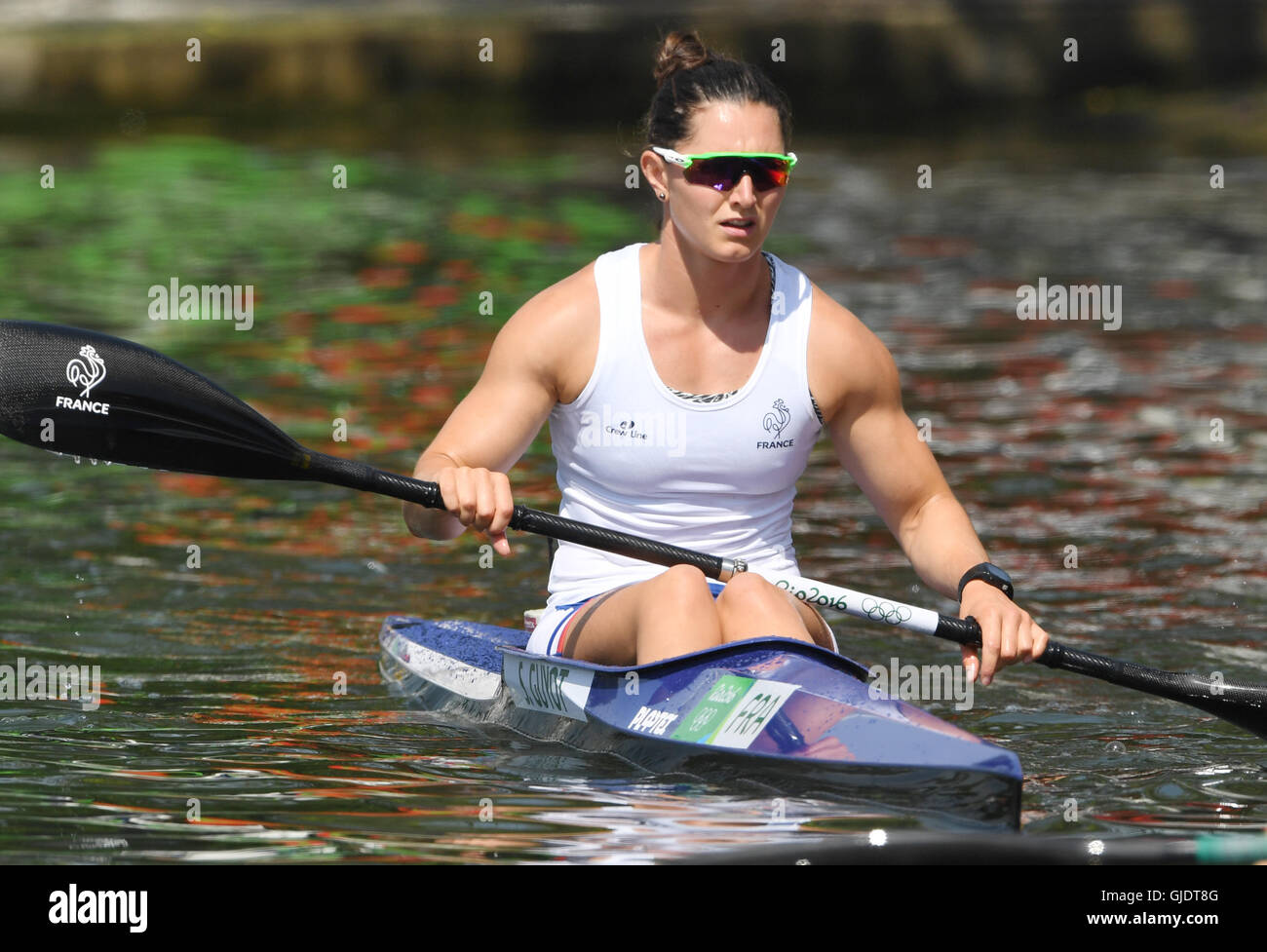 Rio de Janeiro, Brazil. 15th Aug, 2016. Sarah Guyot of France paddles ...