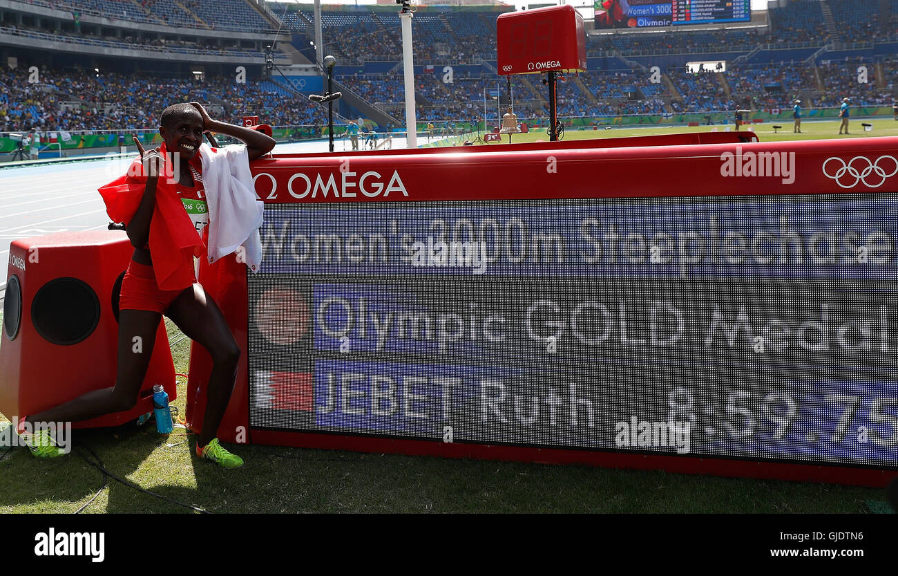 Rio De Janeiro, Brazil. 15th Aug, 2016. Bahrain's Ruth Jebet poses next ...