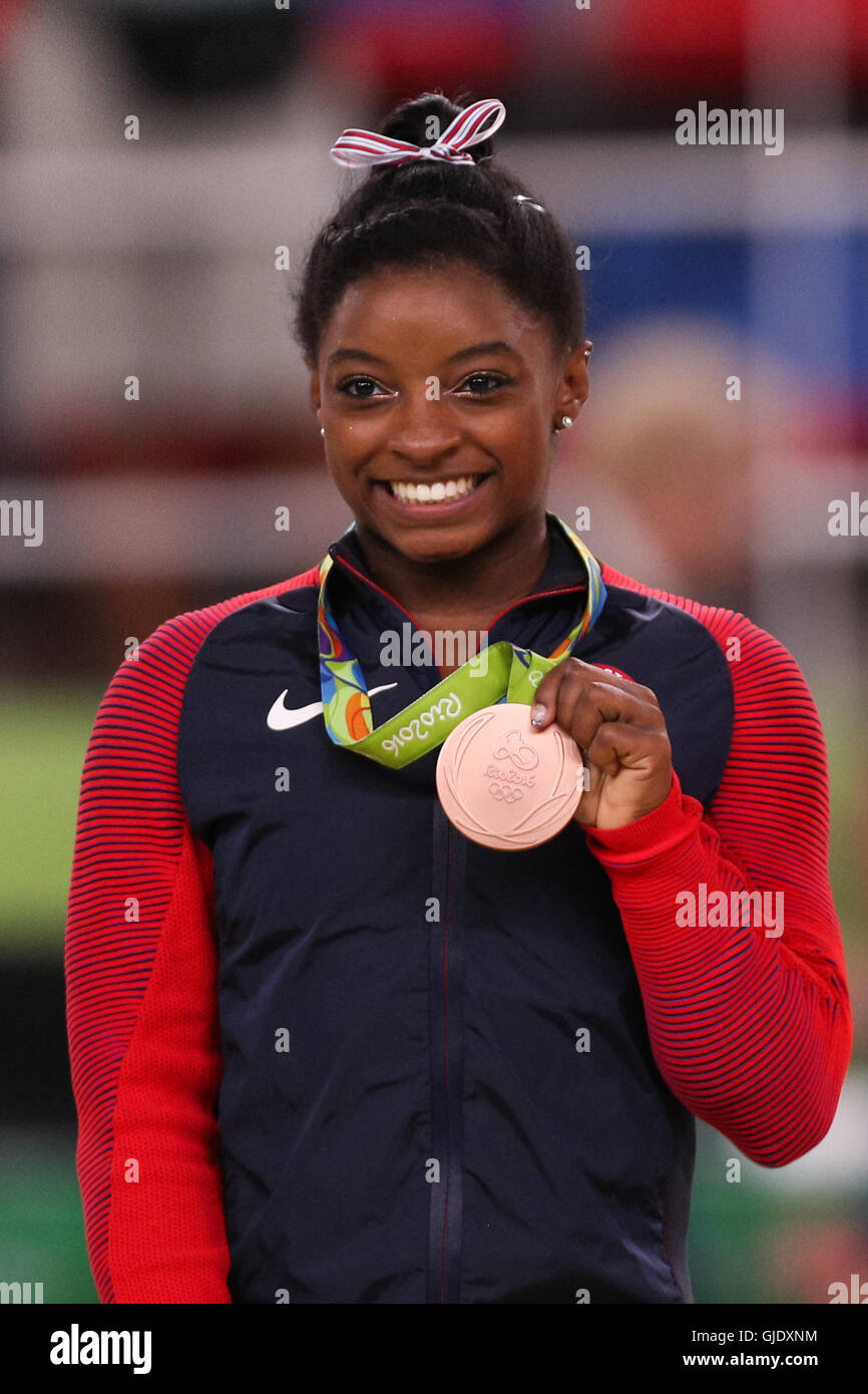Rio De Janeiro, Brazil. 15th Aug, 2016. Bronze medalist Simone Biles of ...