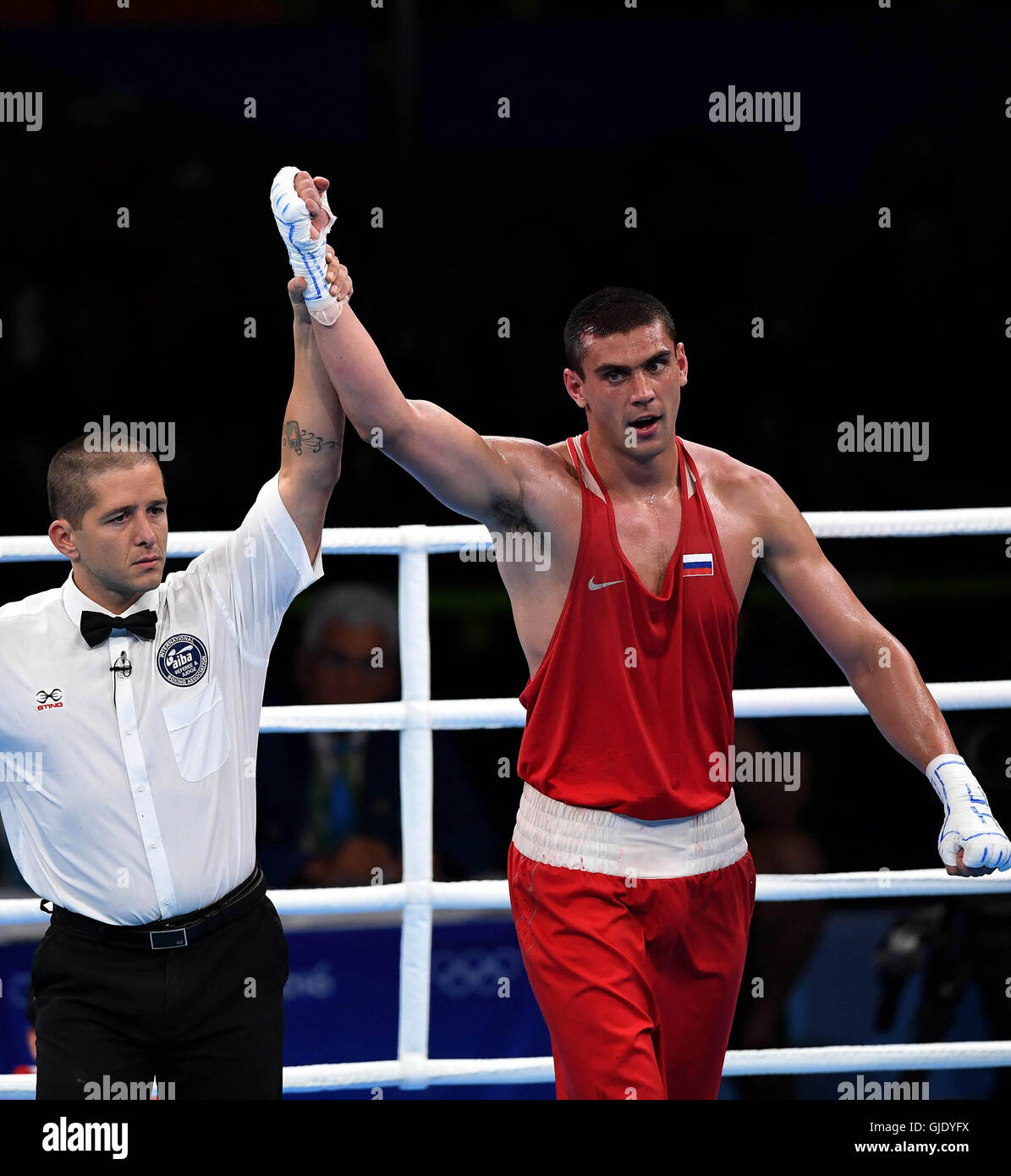Rio De Janeiro, Brazil. 15th Aug, 2016. Russia's Evgeny Tishchenko (R ...