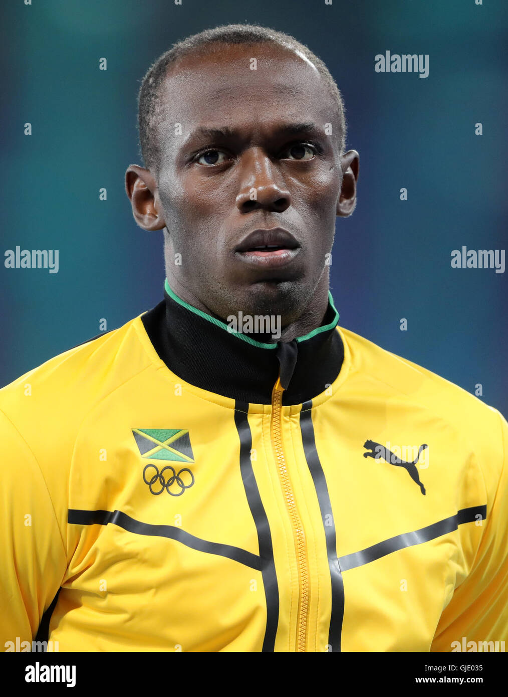 Rio de Janeiro, Brazil. 15th Aug, 2016. Usain Bolt of Jamaica waits for ...
