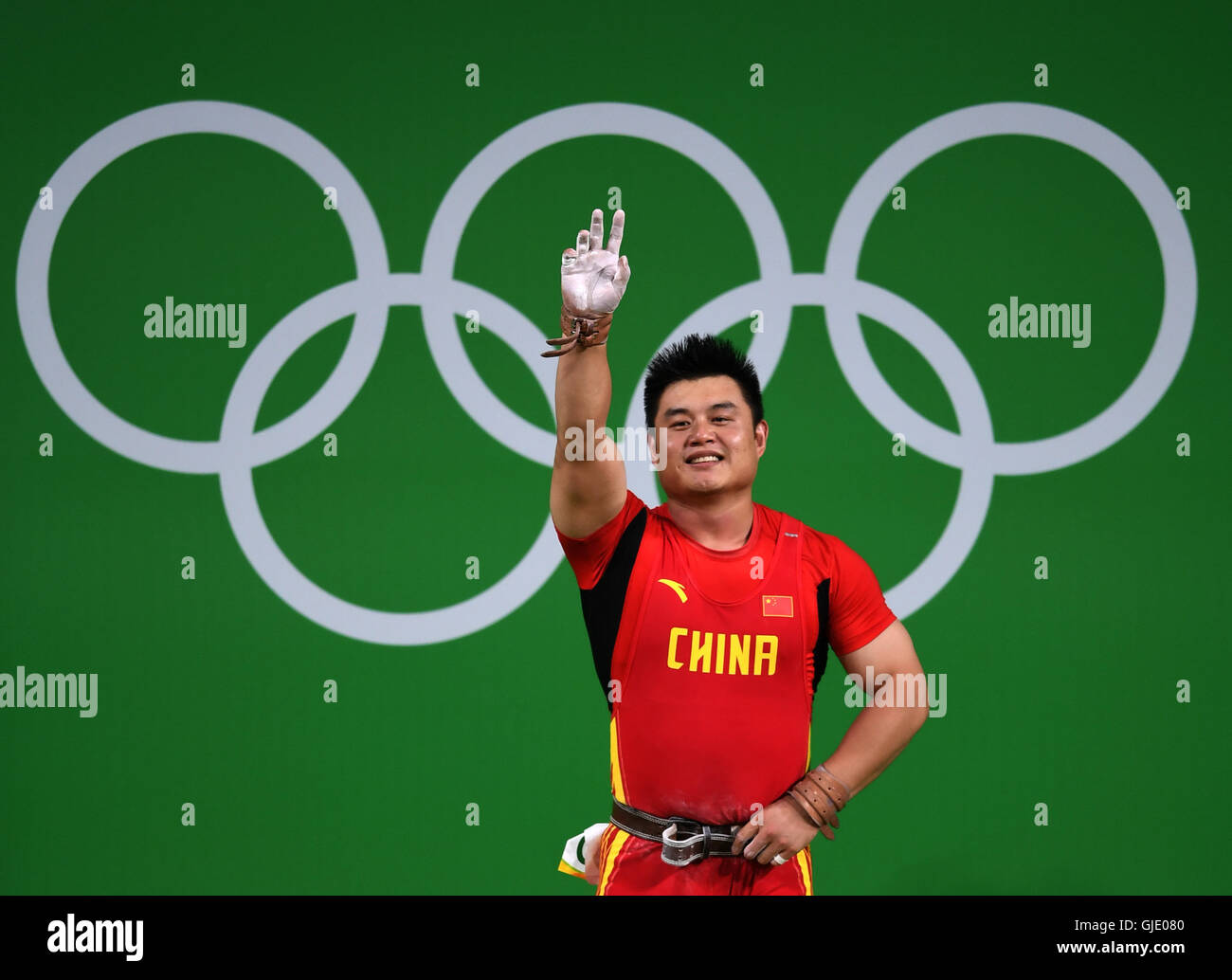 Rio De Janeiro, Brazil. 15th Aug, 2016. China's Yang Zhe waves to ...
