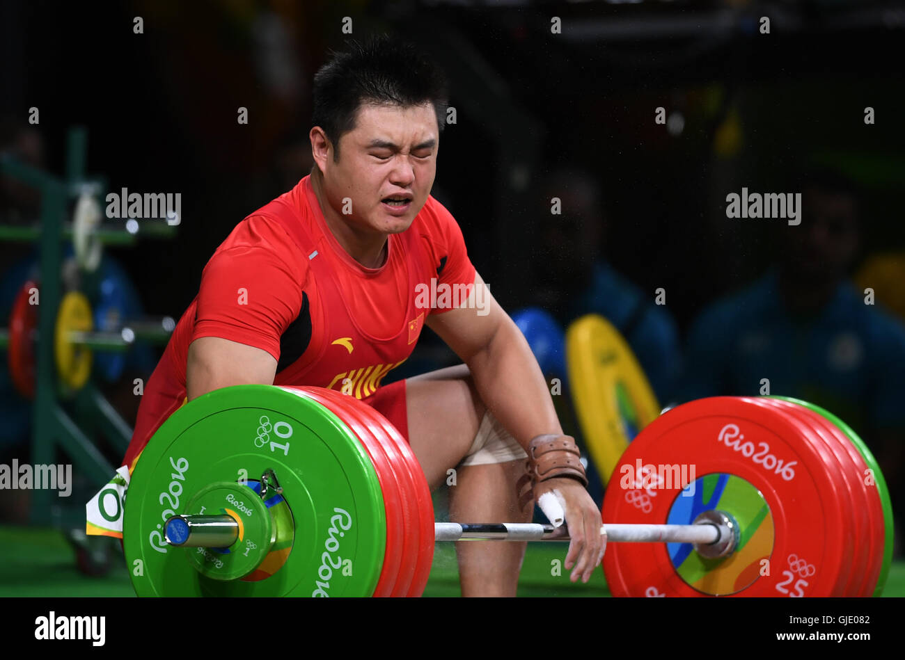 Rio De Janeiro, Brazil. 15th Aug, 2016. China's Yang Zhe reacts during ...
