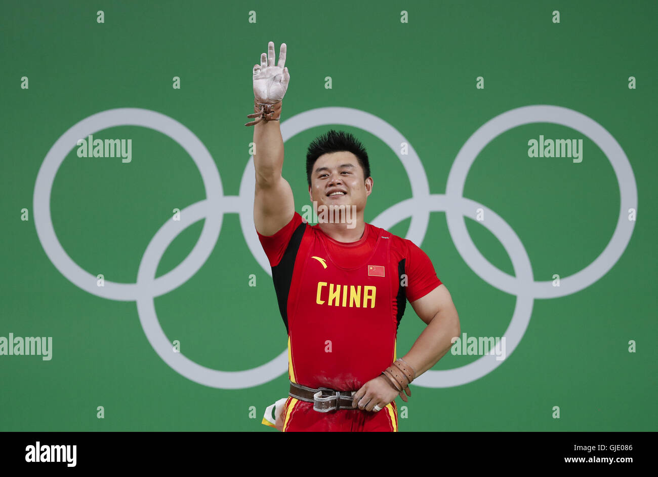Rio De Janeiro, Brazil. 15th Aug, 2016. China's Yang Zhe waves to ...