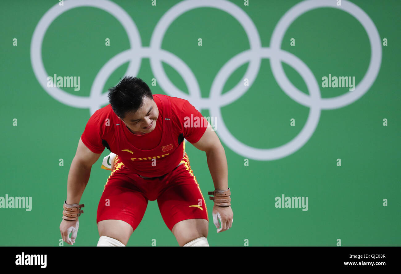 Rio De Janeiro, Brazil. 15th Aug, 2016. China's Yang Zhe reacts during ...