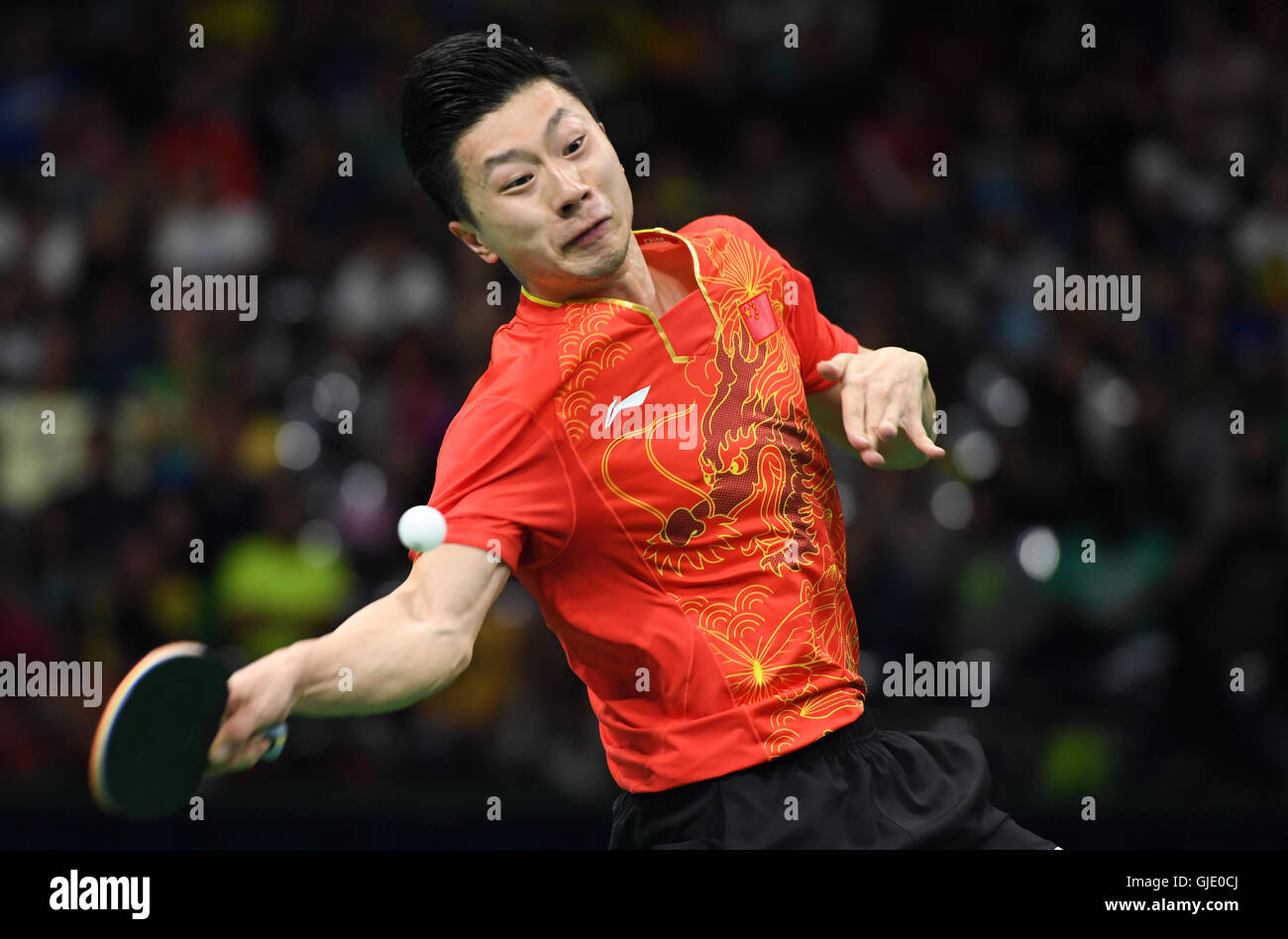 Rio De Janeiro, Brazil. 15th Aug, 2016. China's Ma Long competes during ...
