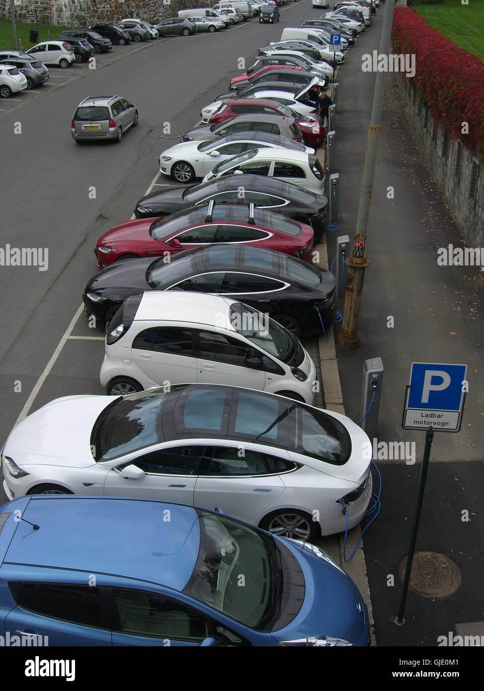 A large car parking area in the centre of the Norwegian capital, Olso ...