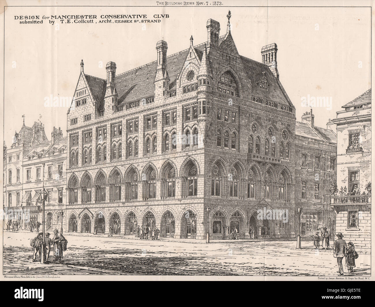Manchester Conservative Club design by T.E. Collcutt, Architect, print ...