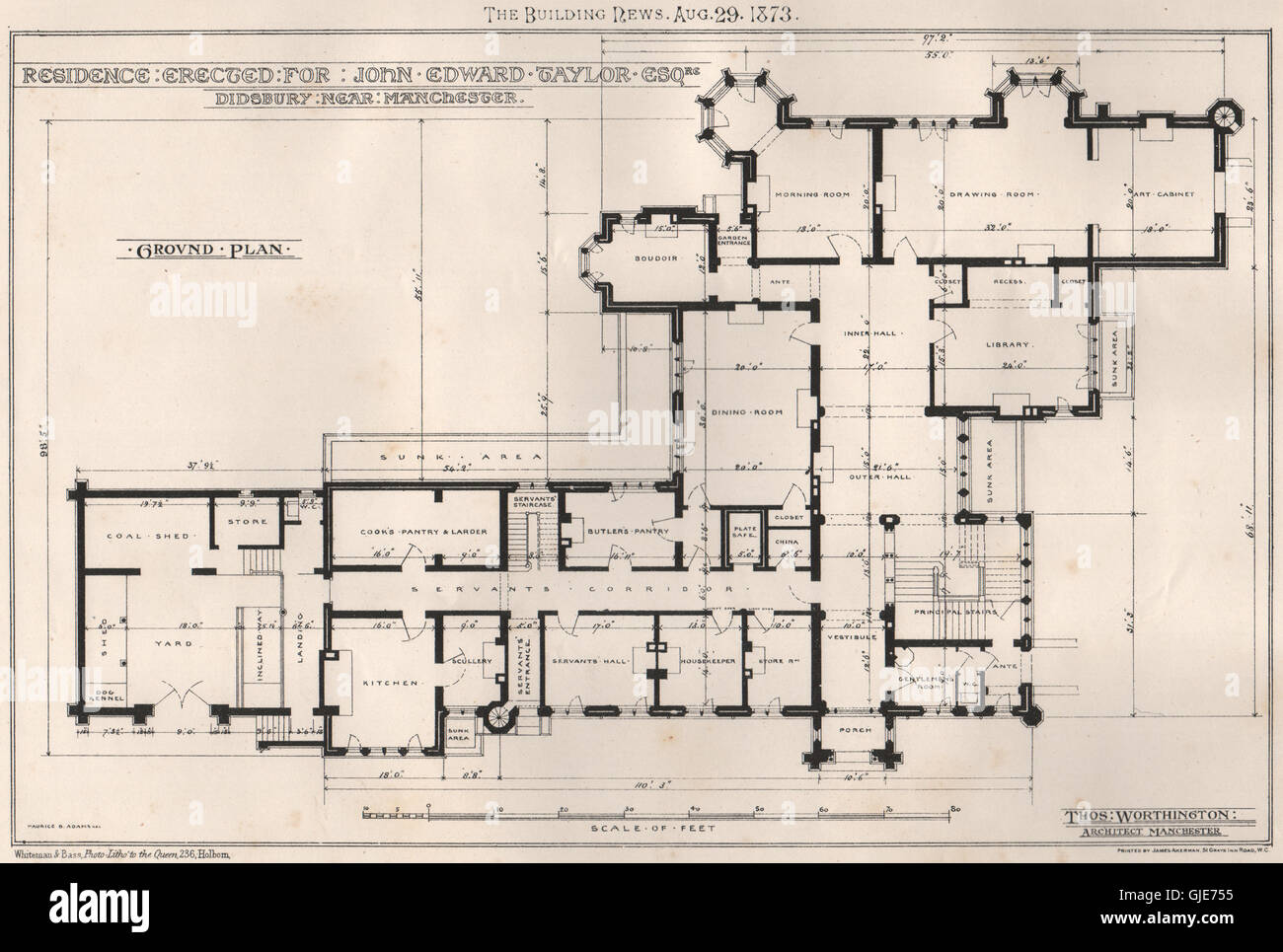 John Edward Taylor residence, Didsbury, Manchester; Thos. Worthington ...