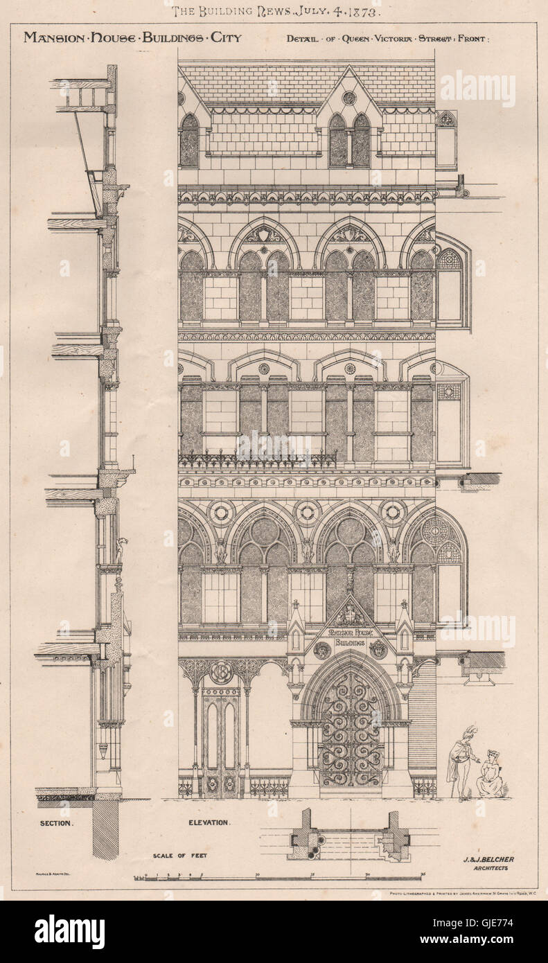 Mansion House buildings, City; Queen Victoria Street; Belcher ...
