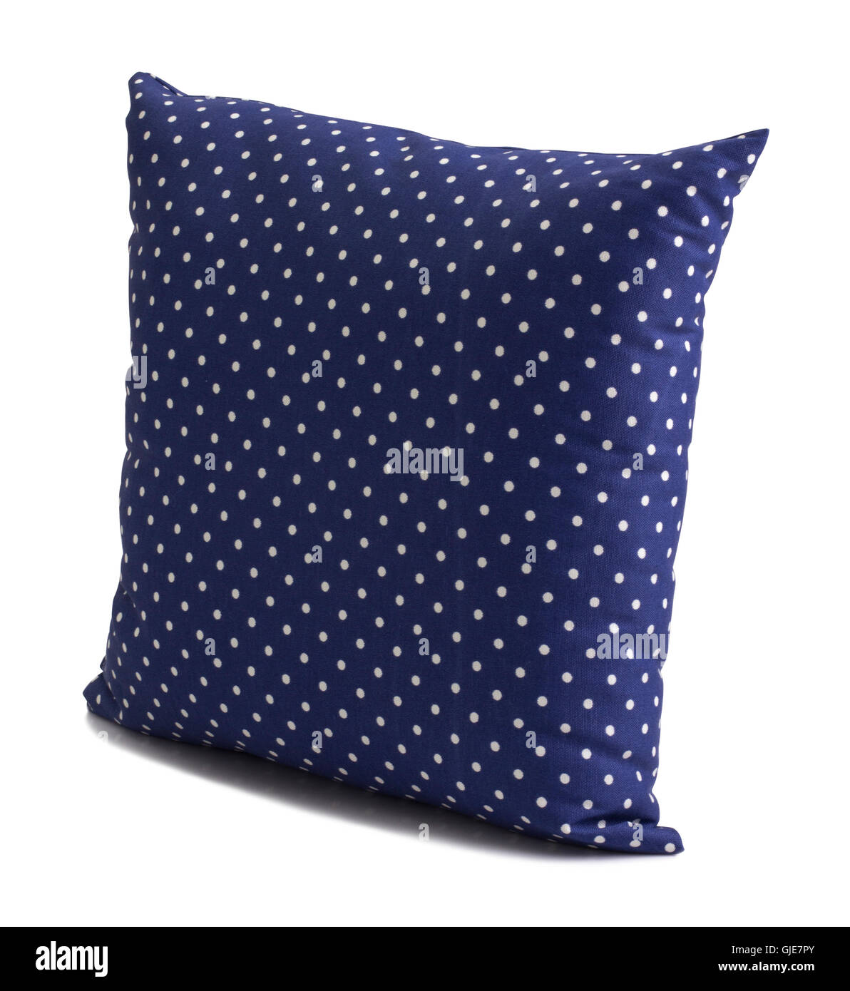 Polka dot blue cushion isolated on white background Stock Photo - Alamy