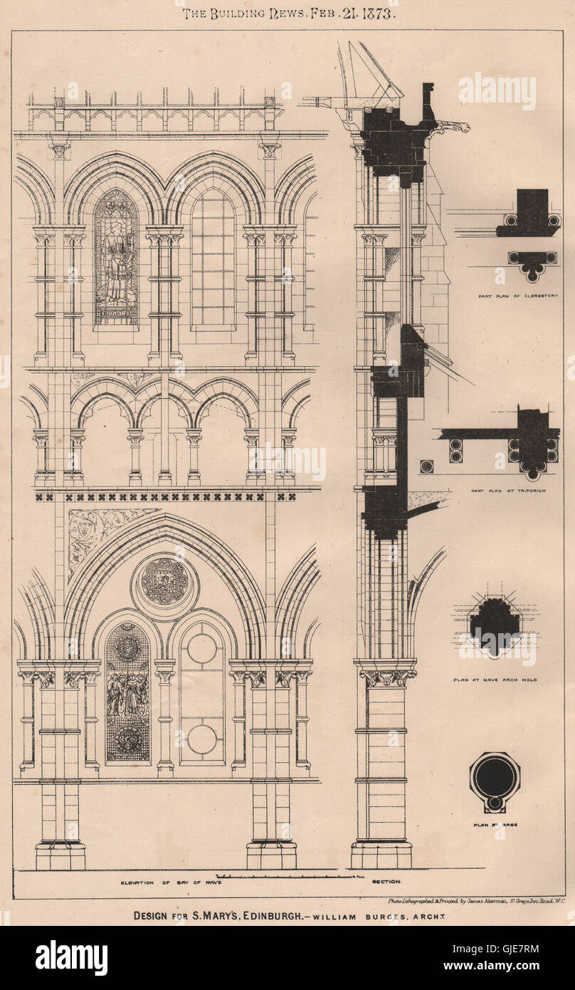 Design for St. Mary's, Edinburgh; William Burges, Architect. Scotland ...