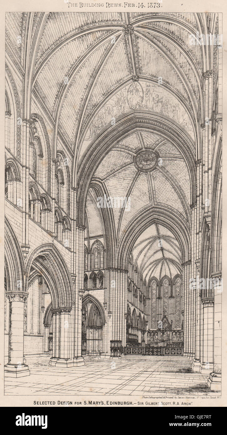 Selected design for St. Mary's, Edinburgh; Sir Gilbert Scott. Architect ...