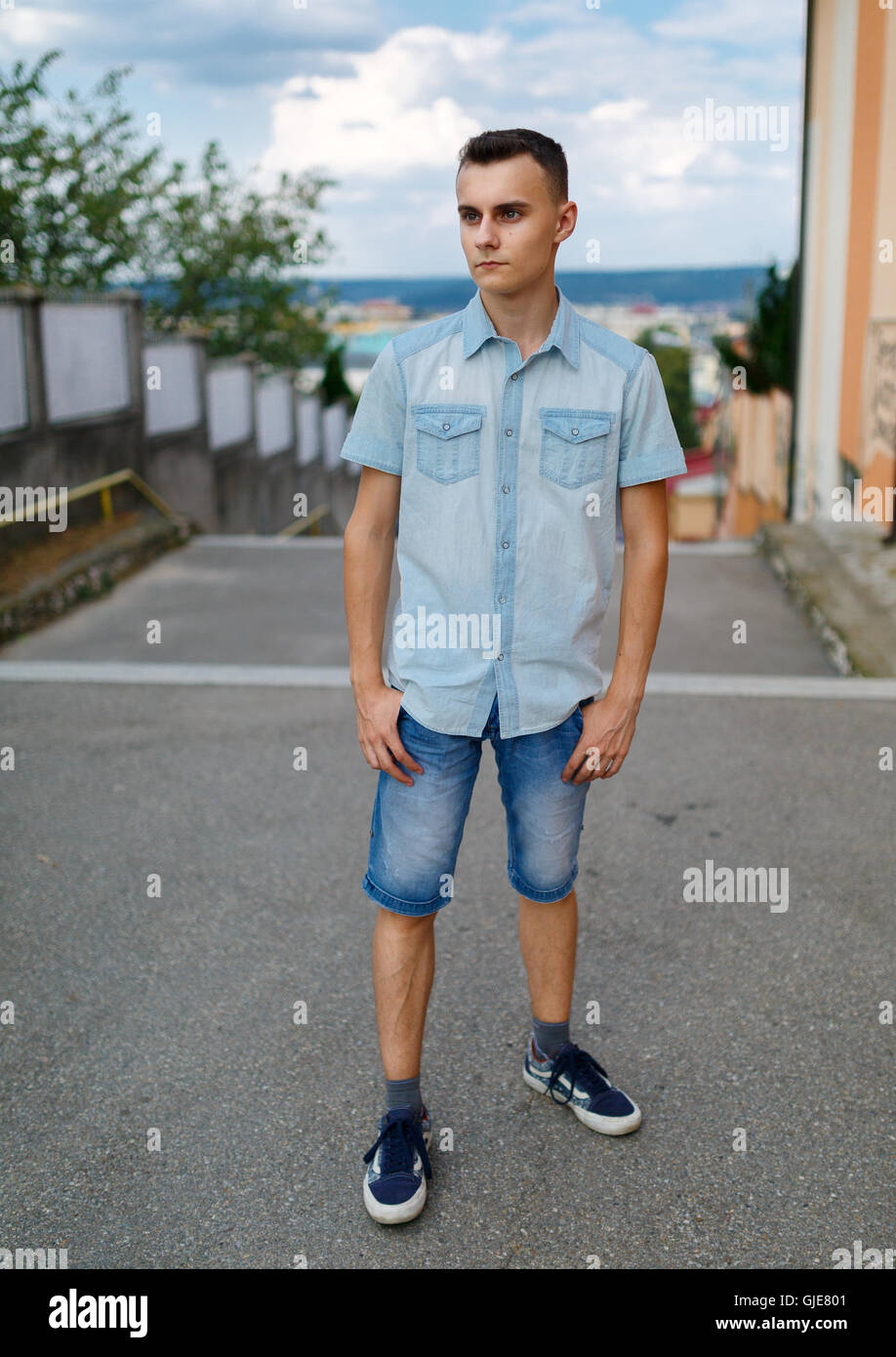 Portrait of a handsome young man in an urban environment Stock Photo ...