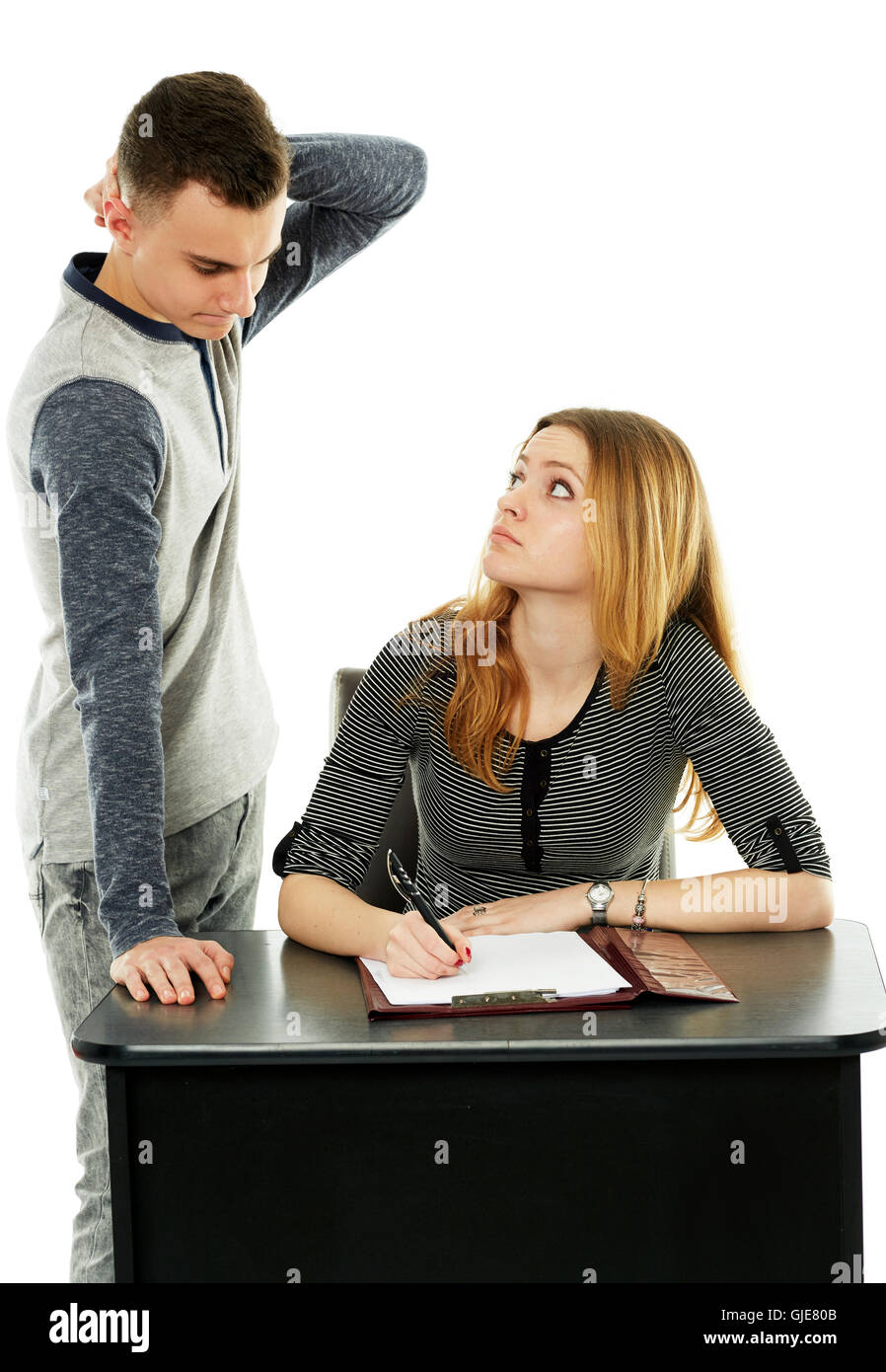Two teenagers classmates working together hi-res stock photography and ...