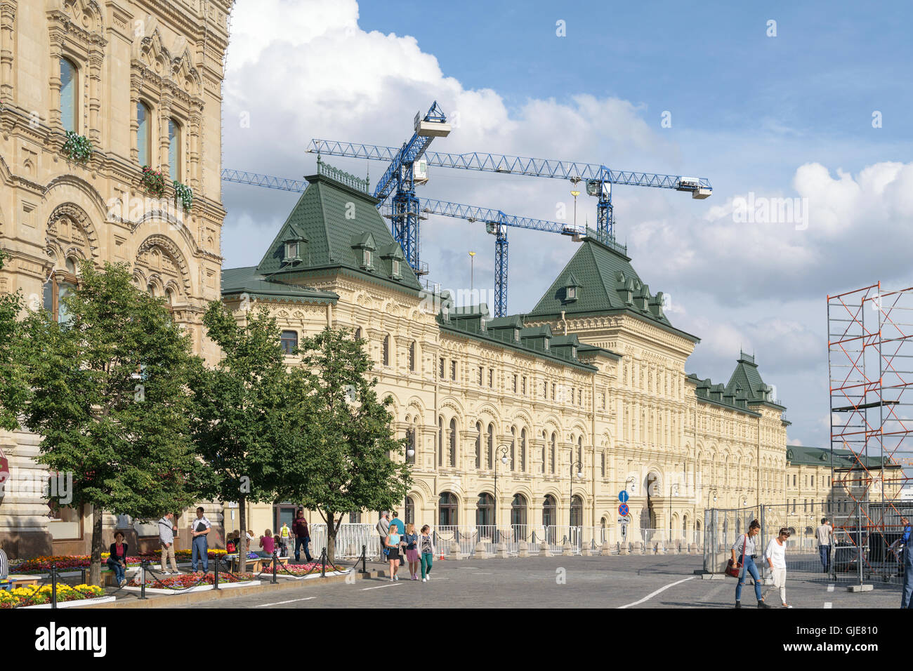 Moscow, Russia - July 07, 2016: People on Red Square near the facade of ...