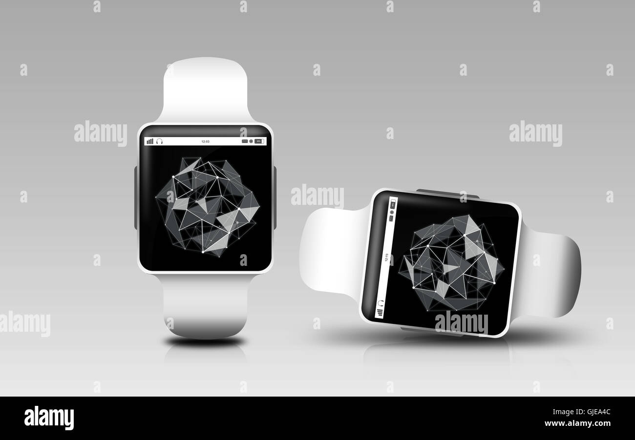 smart watches with polygonal projection on screen Stock Photo - Alamy