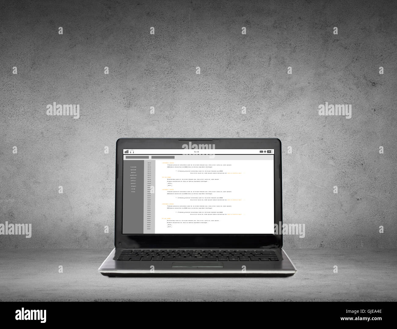 laptop computer with coding on screen Stock Photo - Alamy