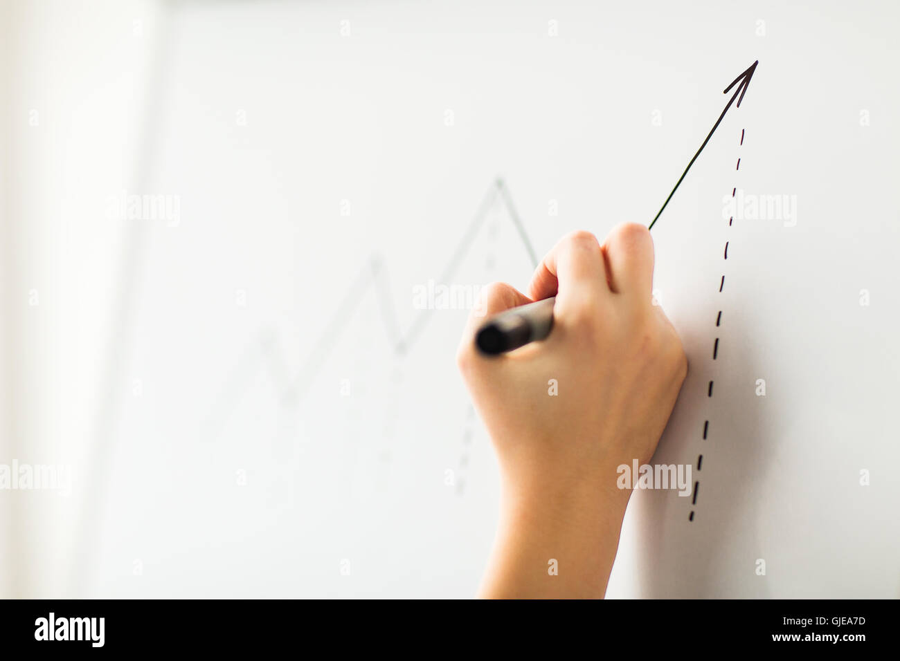 close up of hand drawing graph on white board Stock Photo - Alamy