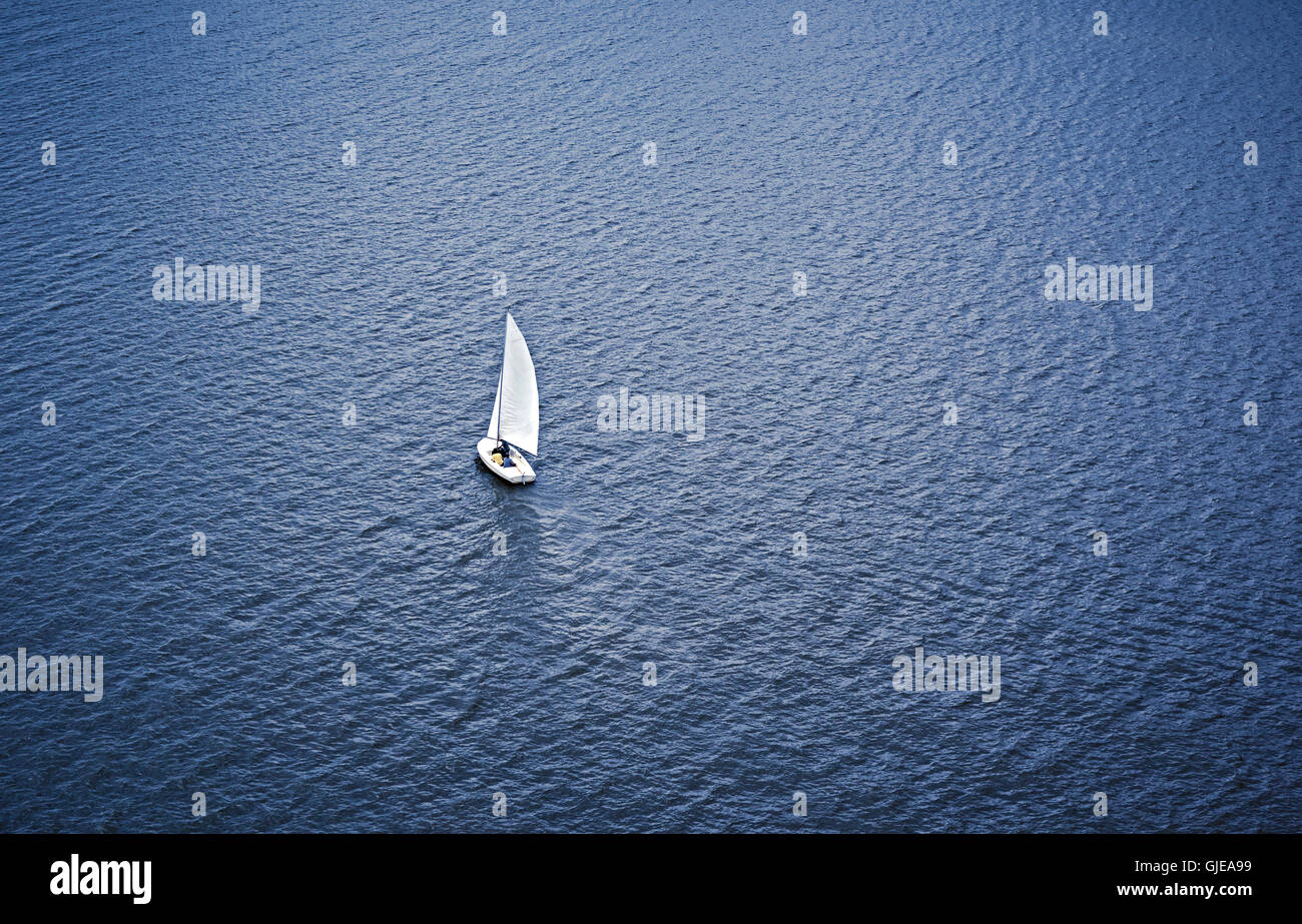 Aerial photograph of sailboat on water Stock Photo - Alamy