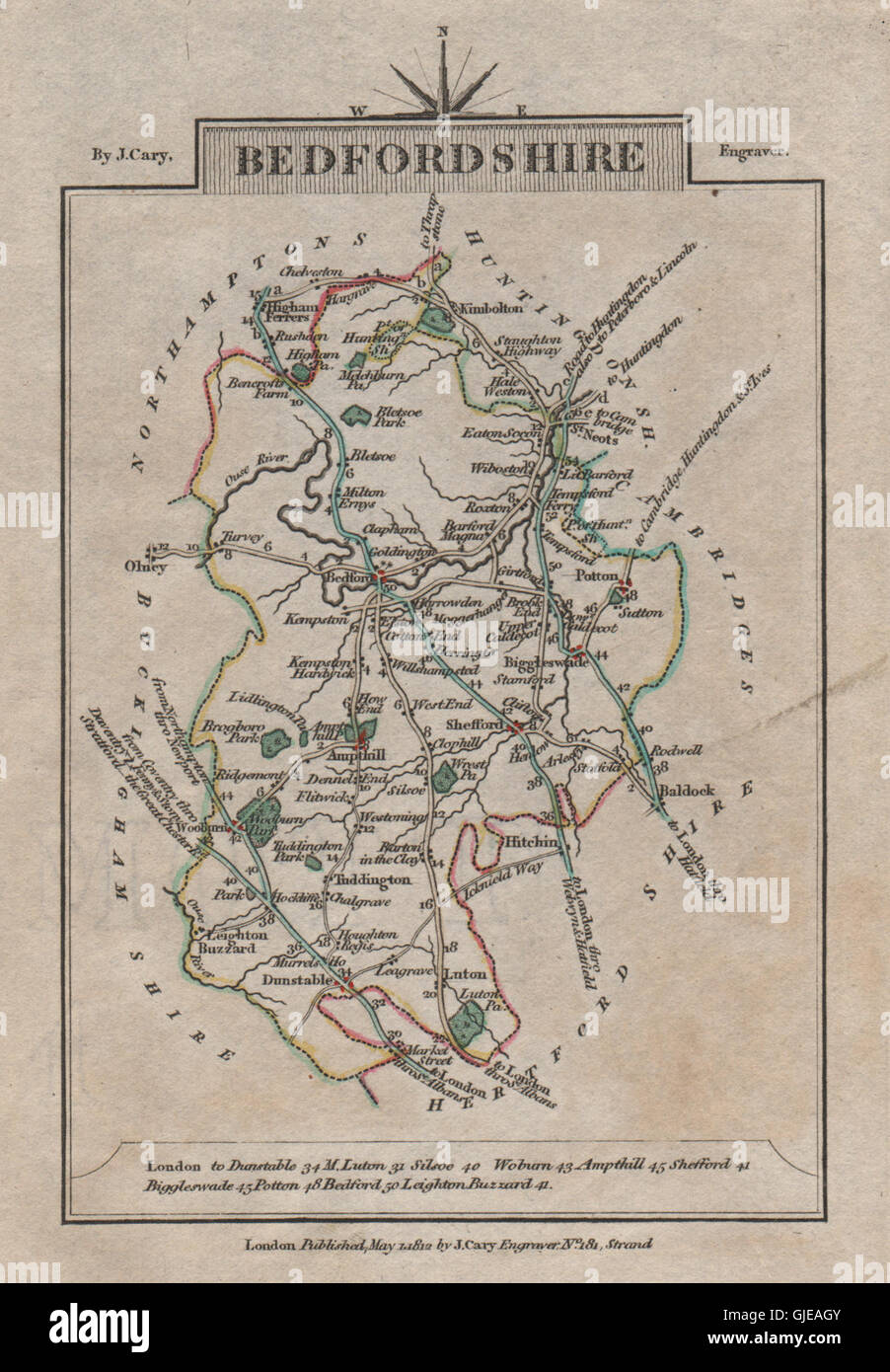 Bedfordshire outline map hi-res stock photography and images - Alamy