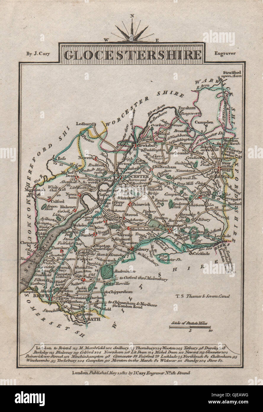 Glocestershire map hi-res stock photography and images - Alamy