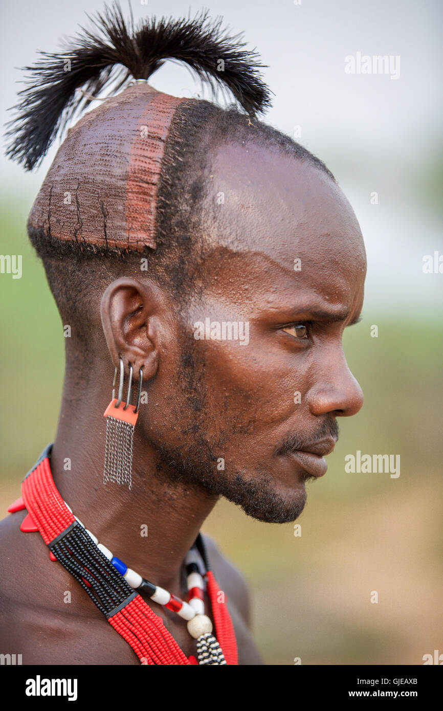 Young man from Hamer tribe in Ethiopia Stock Photo - Alamy
