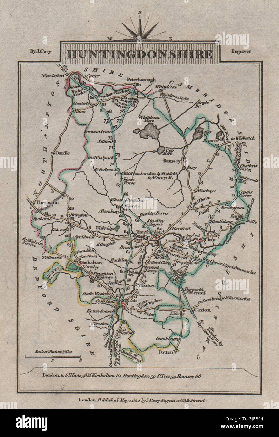 Huntingdonshire outline map hi-res stock photography and images - Alamy