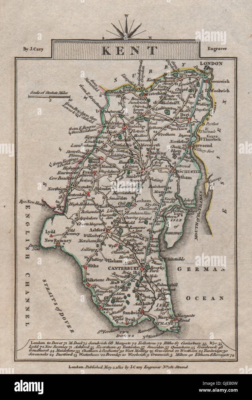 Antique map of kent hi-res stock photography and images - Alamy