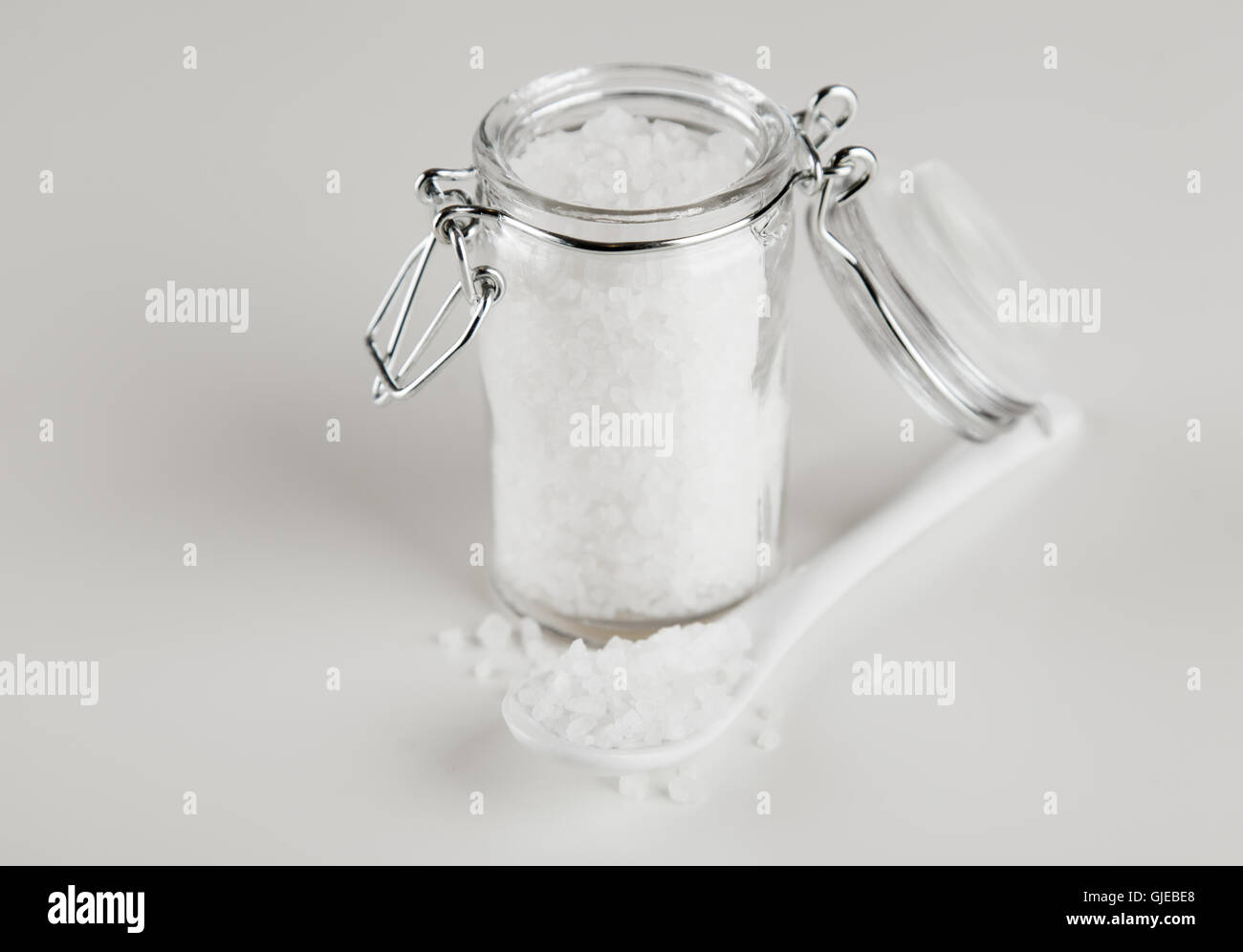 Salt in glass container Stock Photo - Alamy