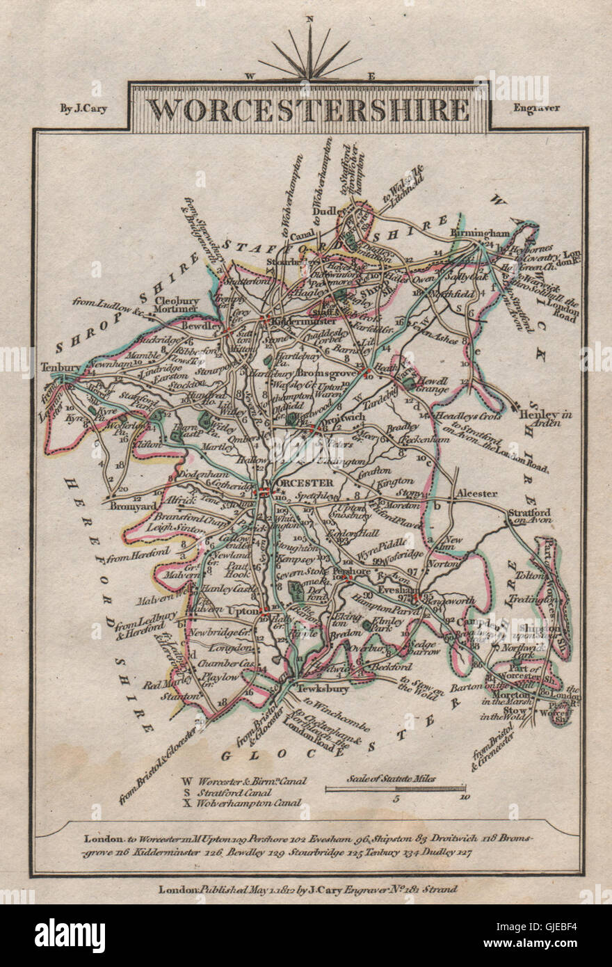 Worcestershire map 19th century hi-res stock photography and images - Alamy