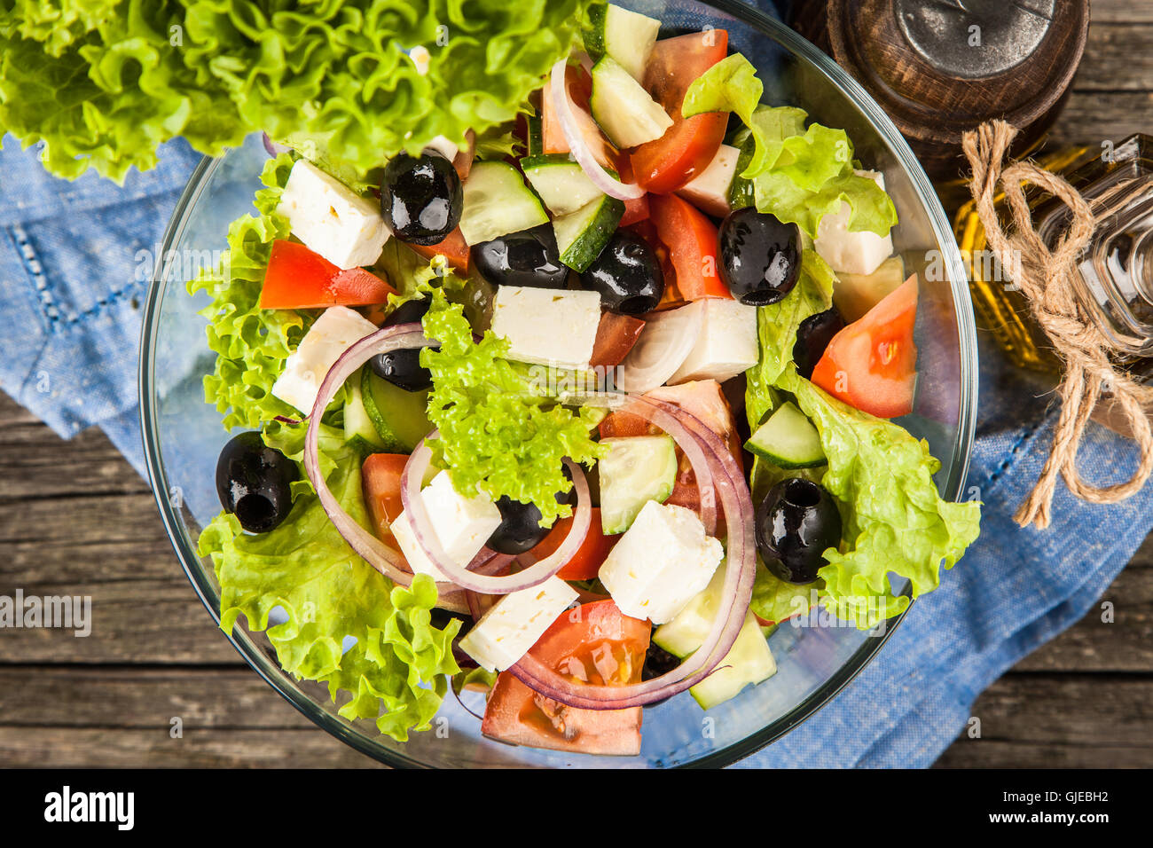 Delicious greek salad Stock Photo - Alamy