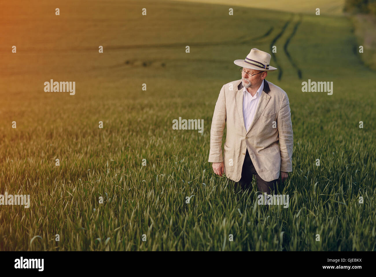 old man in field Stock Photo - Alamy