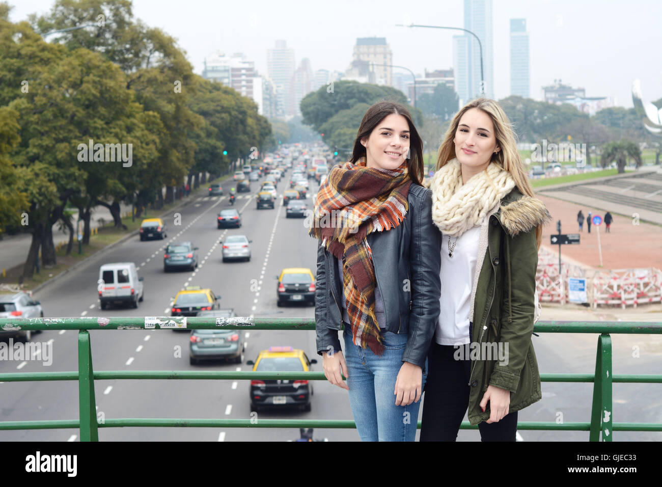 Portrait of two beautiful young woman. Urban concept. Outdoors Stock ...