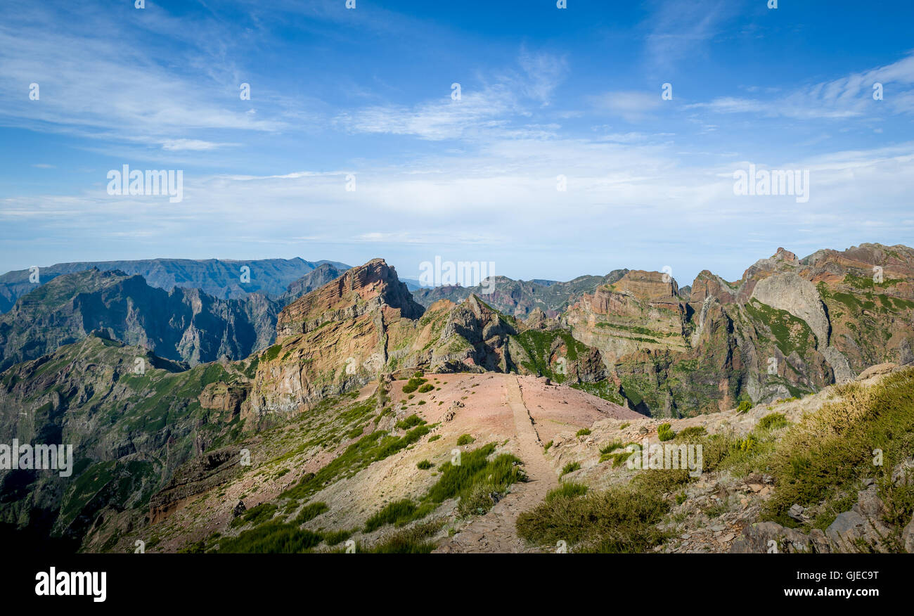 Madeira island mountain landscape view from Pico Arieiro Stock Photo ...