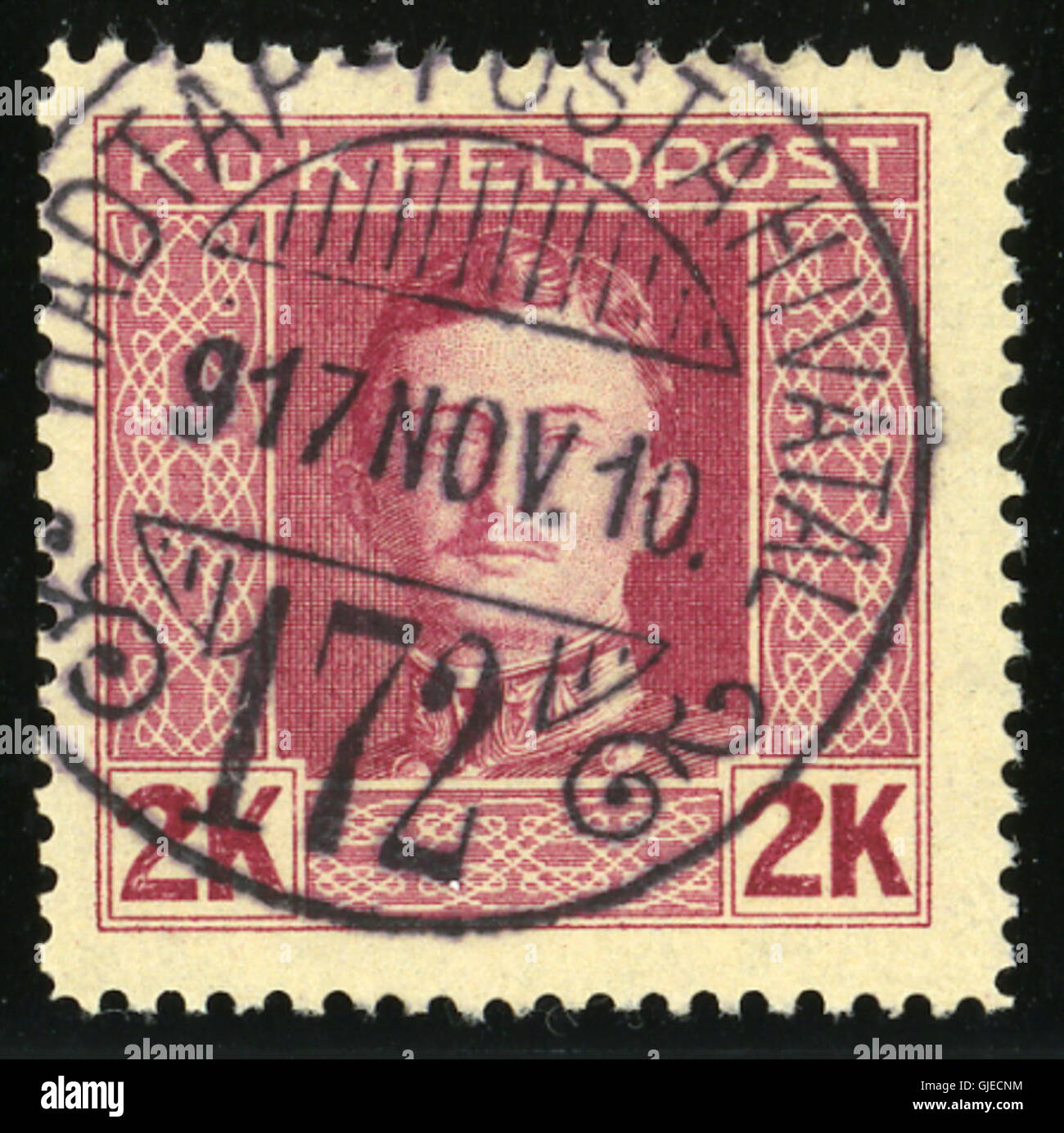 The 1917-AH 2K Postahivatal stamp, issued in the Austro-Hungarian ...