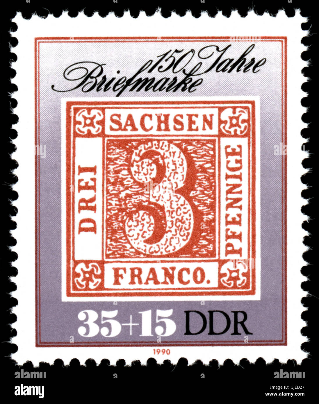 A German Democratic Republic (DDR) stamp from 1990, MiNr 3330, used for ...