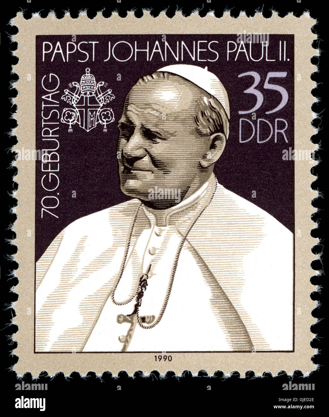 Issued in 1990, this stamp from East Germany (DDR) depicts a ...