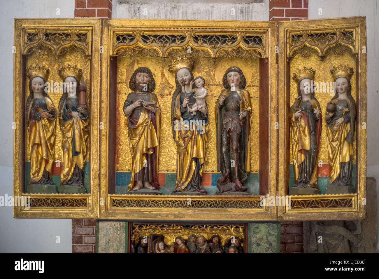 Medieval wooden polychrome triptych Church of Our Lady on Piasek in ...