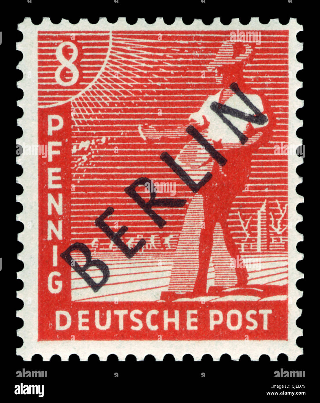 The 1948 DBPB 3 Freimarke Schwarzaufdruck stamp was issued in the post ...