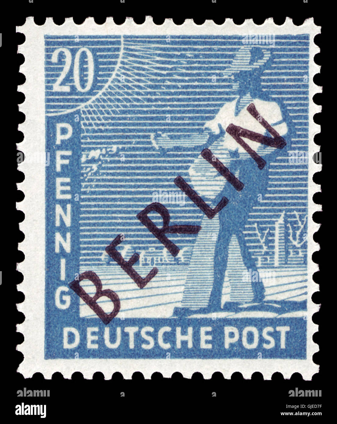 The DBPB 1948 8 Freimarke Schwarzaufdruck stamp is a German postal ...