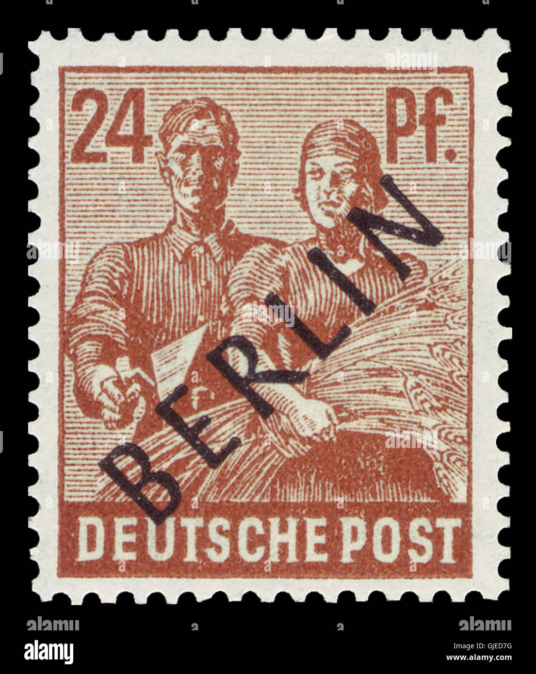 The DBPB 1948 9 Freimarke Schwarzaufdruck stamp was issued by the ...