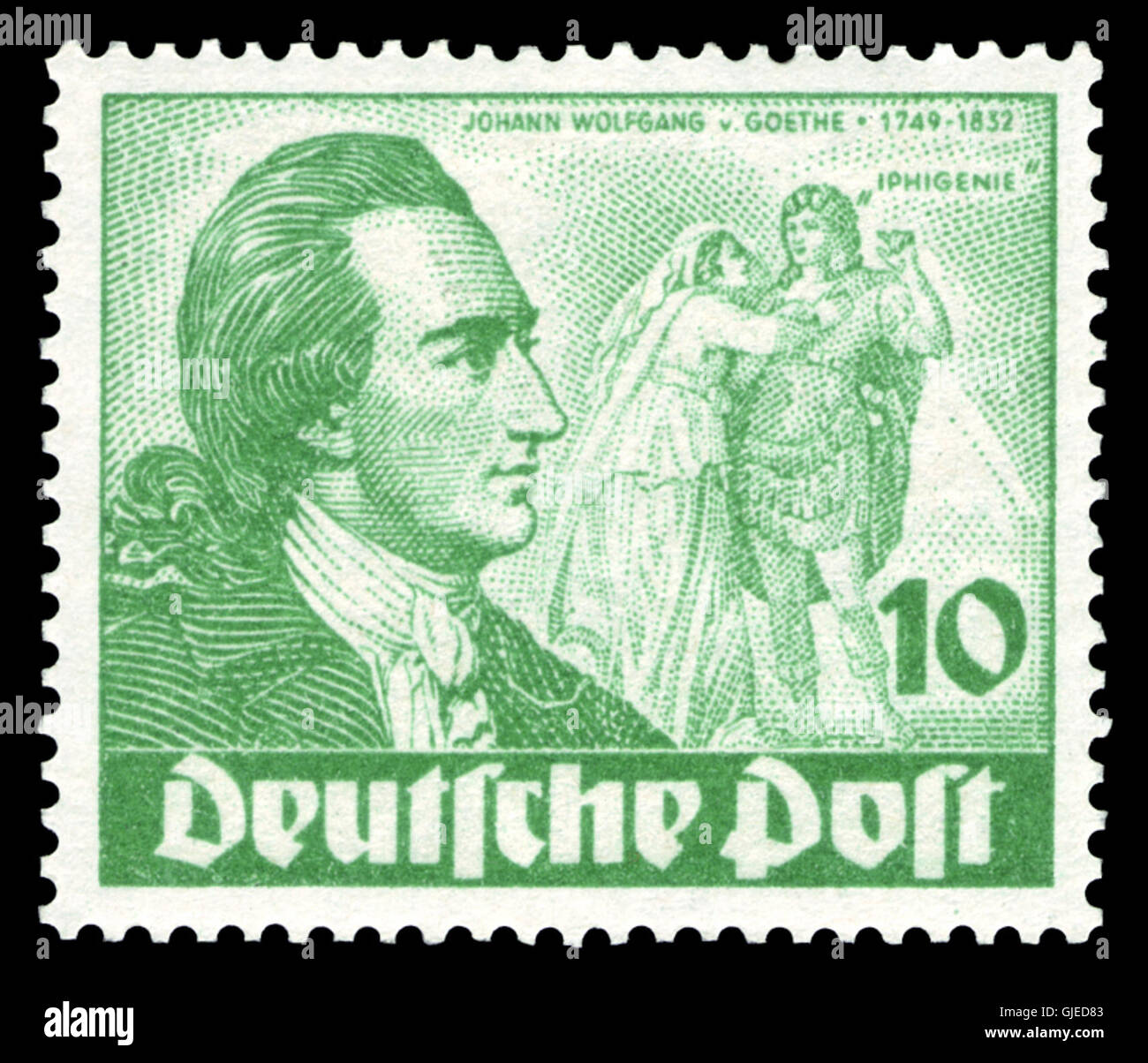 The 1949 DBPB 61 Johann Wolfgang von Goethe stamp commemorates the ...