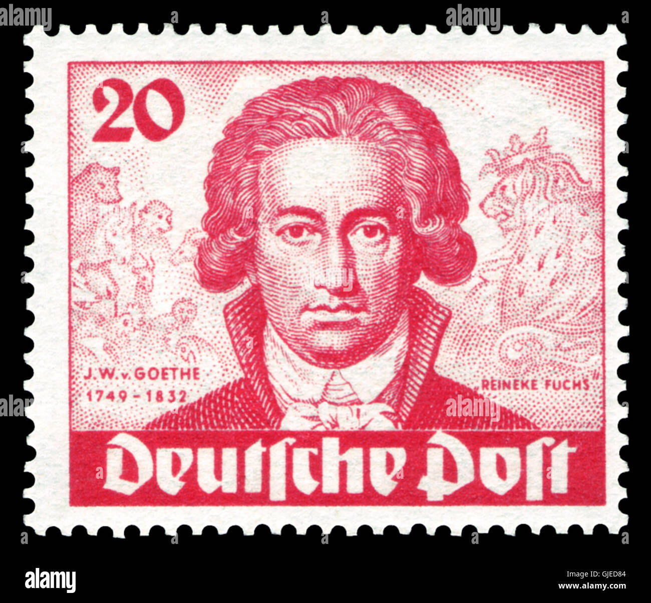 The DBPB 1949 62 Johann Wolfgang von Goethe stamp commemorates the life ...