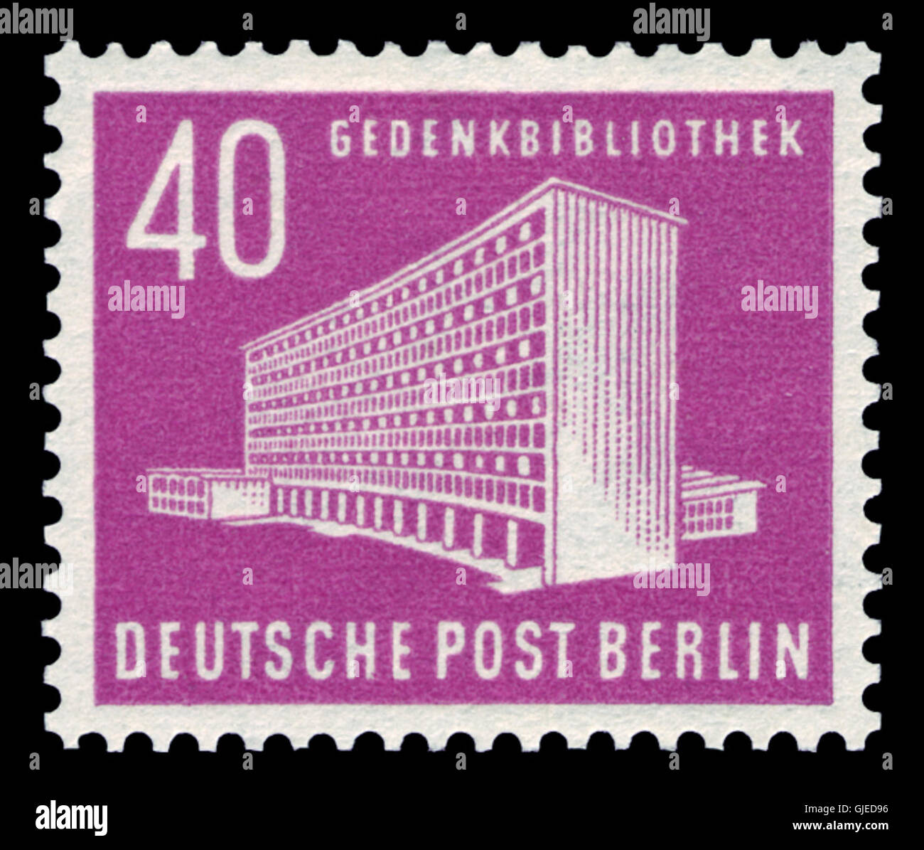 The DBPB 1954 122 Berliner Bauten stamp features architectural ...