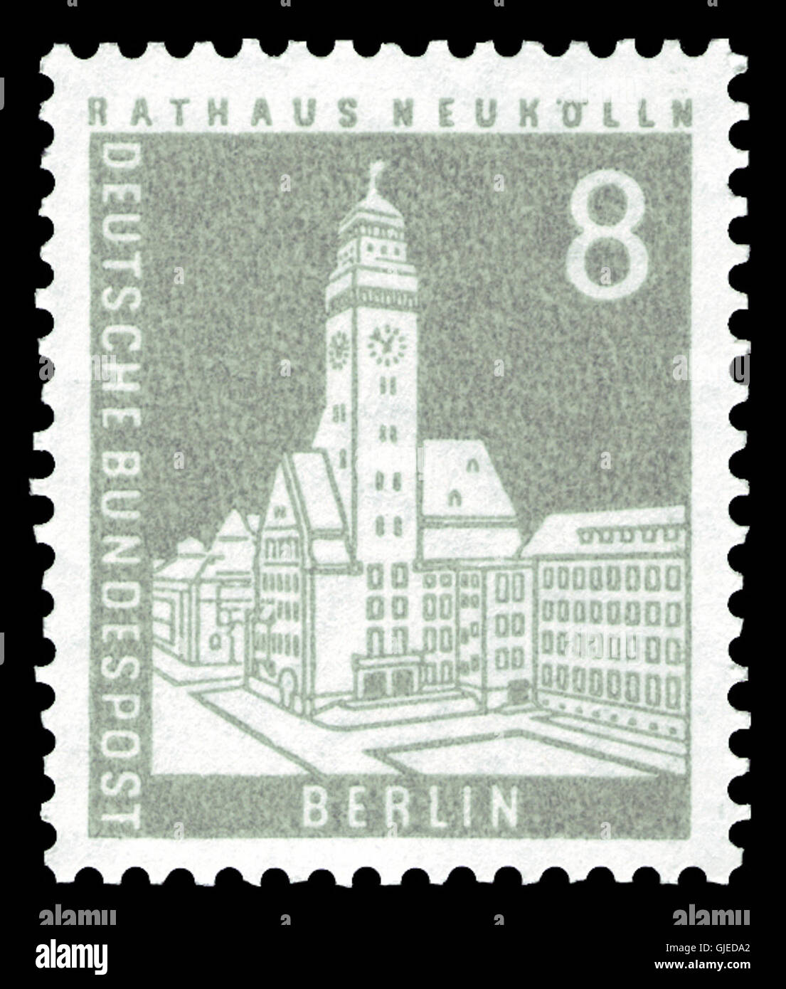 The DBPB 1956 143 stamp portrays the cityscapes of Berlin, Germany ...
