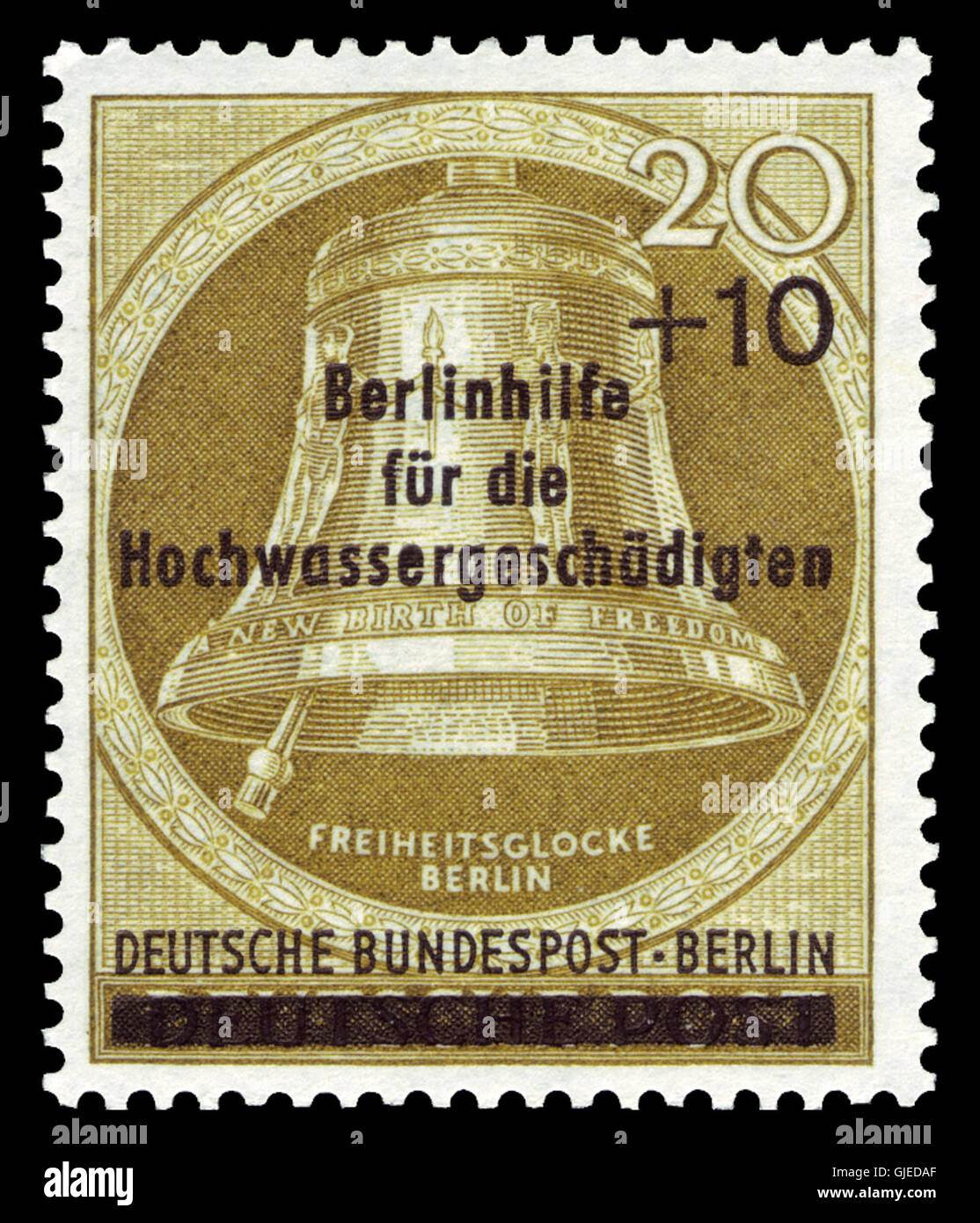 The DBPB 1956 155 stamp honors victims of the 1956 flooding in Germany ...