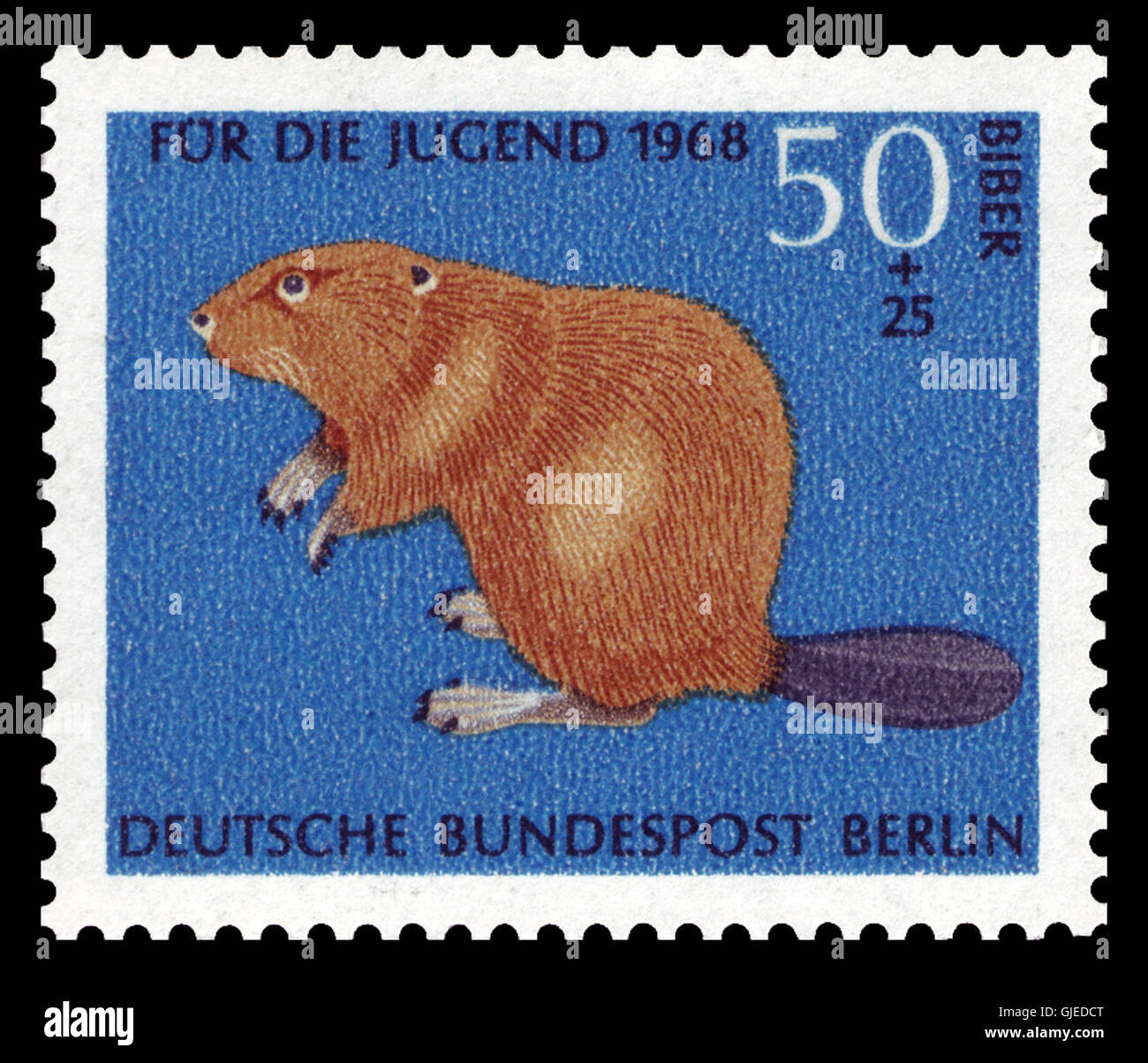 The 1968 DBPB 319 Biber stamp was issued to highlight the natural fauna ...