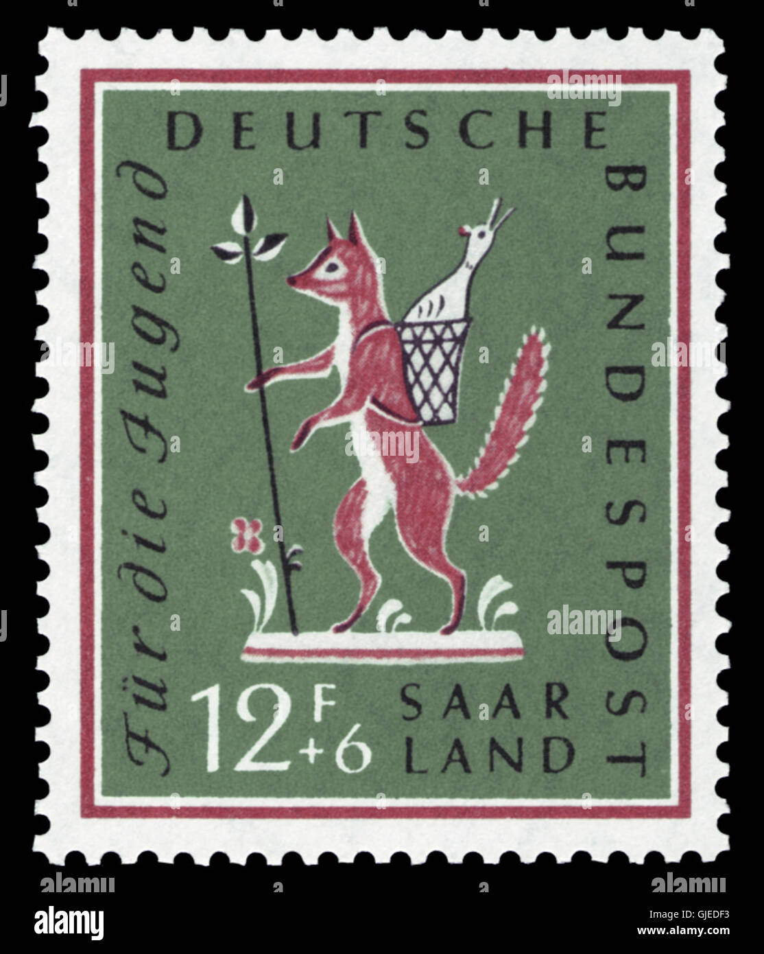 The DBPSL 1958 433 Fuchs du hast die Gans gestohlen stamp, issued by ...