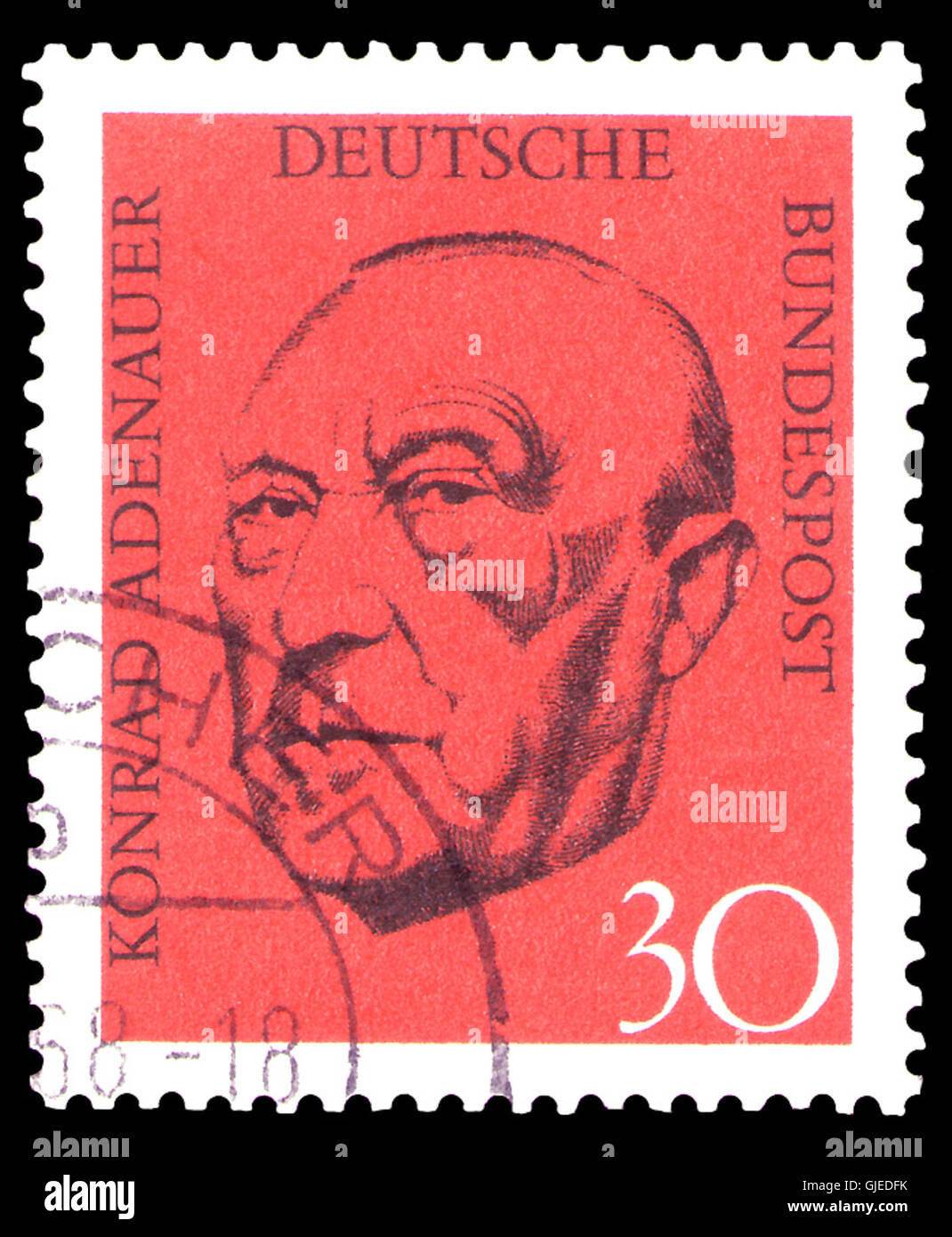 The 1968 DBP 30 Pfennig stamp commemorates the first anniversary of ...